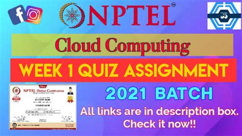 cloud computing week 1 answers nptel 2021 youtube