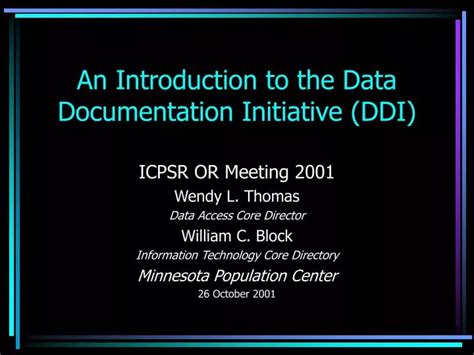 Ppt An Introduction To The Data Documentation Initiative Ddi Powerpoint Presentation Id