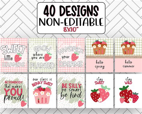 Strawberry Classroom Decor Strawberry Printable Poster Strawberry Growth Mindset Poster