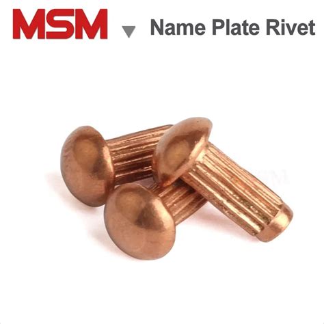100pcs Red Copper Name Plate Rivet Solid With Knurled Shank Label Plat
