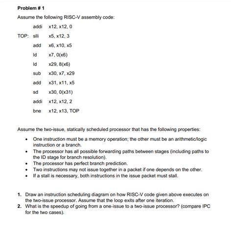 Solved Problem 1assume The Following Risc V Assembly