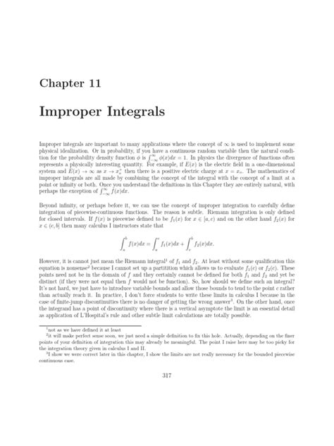 Improper Integrals Pdf Integral Analysis