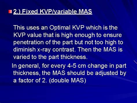 Radiography Technique Exposure Factors Kvp Energy Of Xrays
