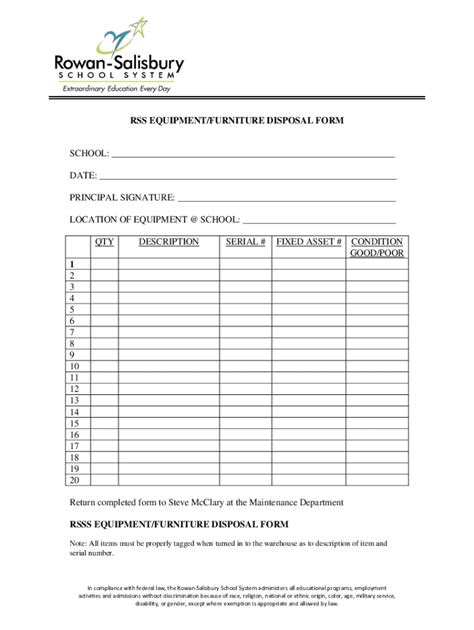 Fillable Online Declaration Of Intent To Dispose Of Equipmentfurniture