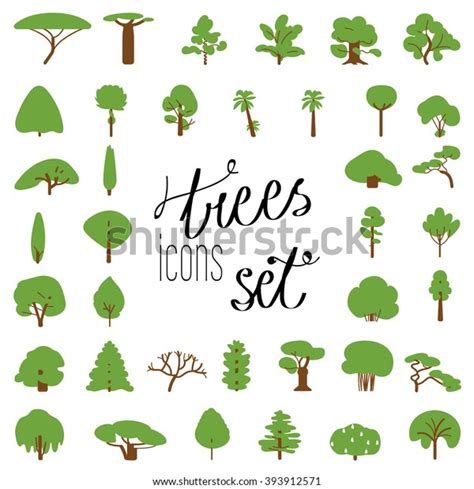Flat Icon Set Tree Species Stems Stock Vector Royalty Free Shutterstock