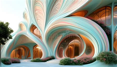 Whimsical Architecture With Flowing Designs Amid Vibrant Natural