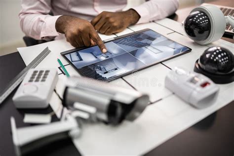 Watching Cctv Surveillance Devices Stock Image Image Of Cameras