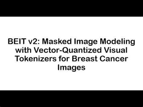 BEIT V Masked Image Modeling With Vector Quantized Visual Tokenizers For Breast Cancer Images