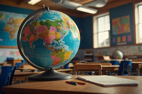 Classroom With An Interactive Globe Premium Ai Generated Image