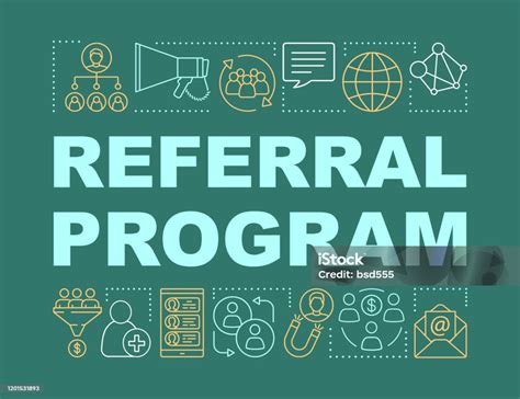 추천 프로그램 단어 개념 배너입니다 바이러스 성 인플루언서 마케팅 도구 고객 유치 전략 프리젠 테이션 웹 사이트 격리 된 문자 타이포그래피 선형 아이콘 벡터 개요 그림