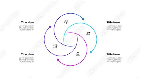 Line Infographic Diagram Featuring A Circular Workflow With 4 Arrows And Icons Business