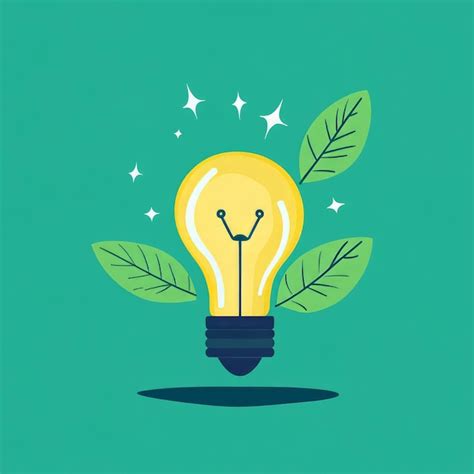 Light Bulb With Green Leaves On Green Background Premium Ai Generated Image