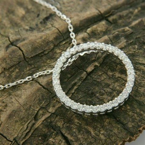1 Ct Round Diamond Pave Circle Eternity 14k White Gold Finish Pendant