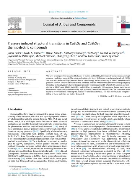 Pdf Pressure Induced Structural Transitions In Cusbs2 And Cusbse2 Thermoelectric Compounds
