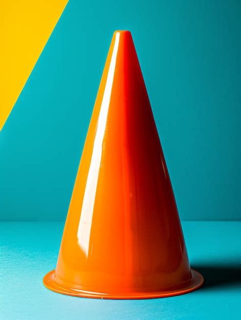 Premium Photo Orange Cone On Blue Table