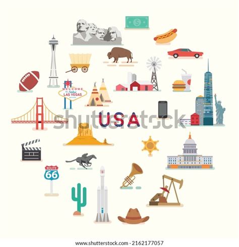 36382 America Landmarks Map 图片、库存照片、3d 物体和矢量图 Shutterstock