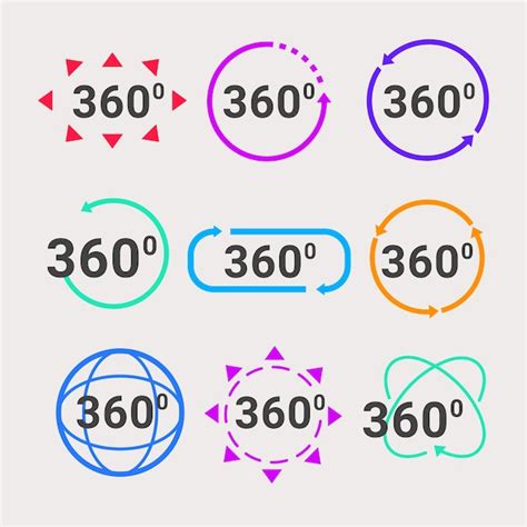 Colección De Iconos De 360 Grados De Diseño Plano Vector Gratis