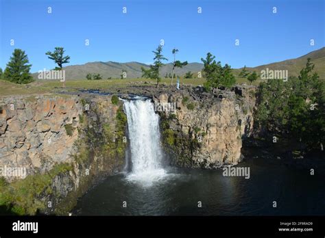 The Red Waterfall Also Known As Ulaan Tsutgalan On The Orkhon River In