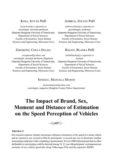 Pdf The Impact Of Brand Sex Moment And Distance Of Estimation On