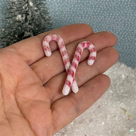 Mini Glittered Candy Canes Miniature Candy Canes Faux Candy Cane
