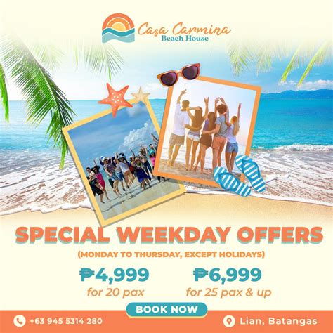 Casa Enjoy An Unforgettable Beach Getaway With Our Weekdays Promo