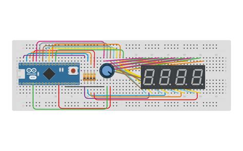 Circuit Design 4digits 7 Segment Arduino Tinkercad