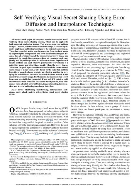 Pdf Self Verifying Visual Secret Sharing Using Error Diffusion And