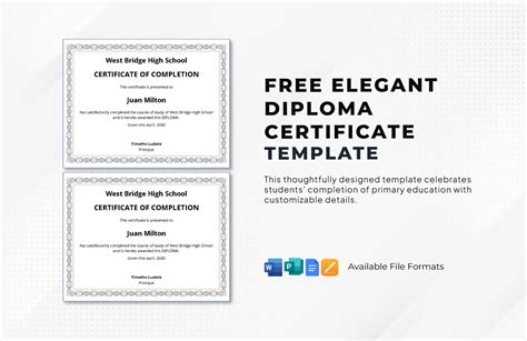 High School Diploma Certificate Template In Illustrator Pages Psd