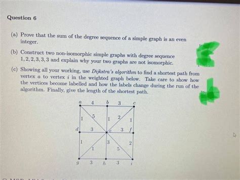 Solved Question 6 A Prove That The Sum Of The Degree