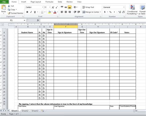 Sign In Sheet Template Excel