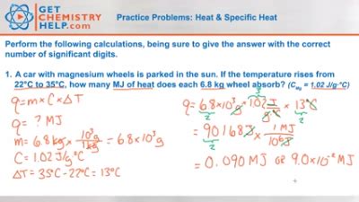 Chemistry Practice Problems Heat Specific Heat Capacity Introductory Get Chemistry Help