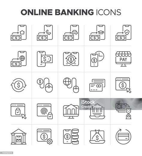 온라인 뱅킹 아이콘 세트 모바일 뱅킹 기호입니다 온라인 결제 송금 가상 카드 등 전자 은행거래에 대한 스톡 벡터 아트 및 기타 이미지 전자 은행거래 아이콘 이체