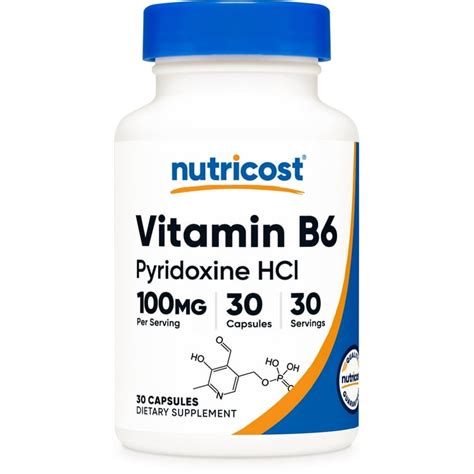 Nutricost Vitamin B6 Capsules Pyridoxine 10mg 30 Capsules0 Hollys