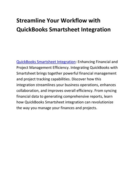 Ppt Streamline Your Workflow With Quickbooks Smartsheet Integration