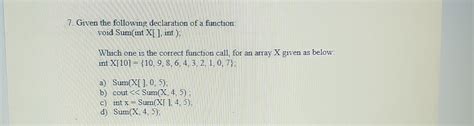 given the following declaration of a function void