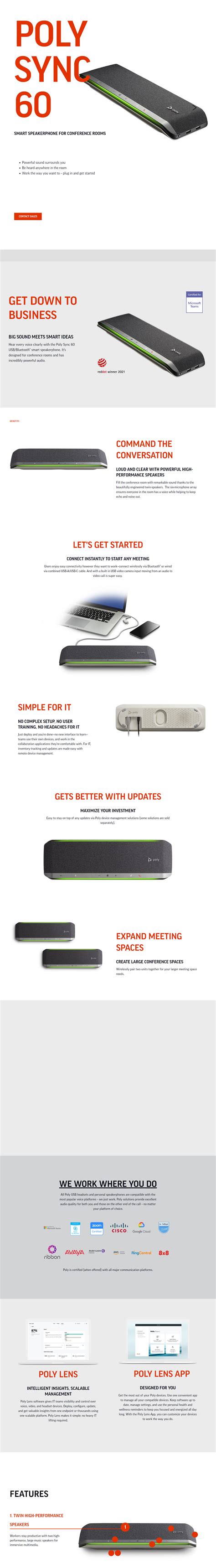 Poly Sync 60 USB A Bluetooth Smart Speakerphone Msy Com Au