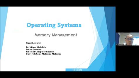 Guest Lecture Operating System Memory Management Departemen Teknik
