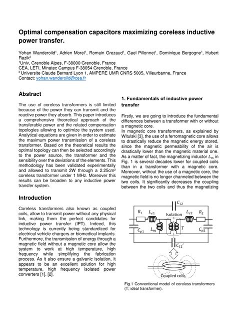 Pdf Optimal Compensation Capacitors Maximizing Coreless Inductive