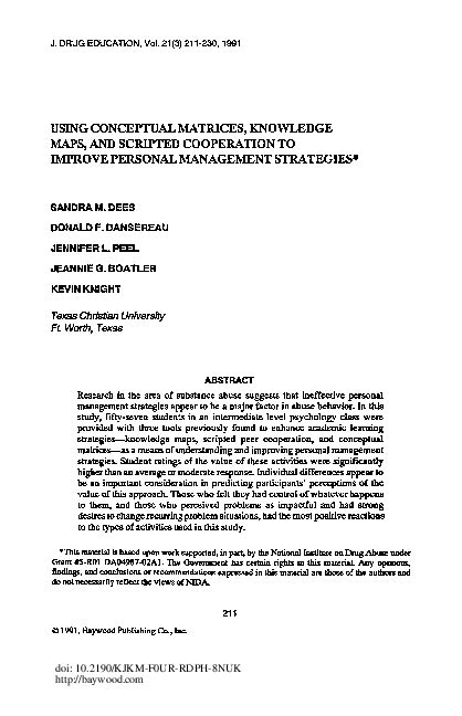 Pdf Using Conceptual Matrices Knowledge Maps And Scripted
