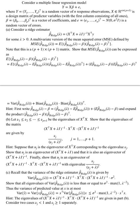 consider a multiple linear regression model y xβ e