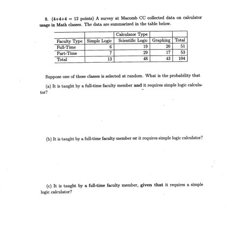 Solved 8 44412 Points A Survey At Macomb Cc Collected