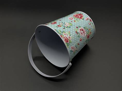 Декоративне відерце для квітів металеве Прінт квіти 10 7х10 5х7 6см