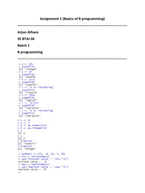 R Assignment 1 Pdf
