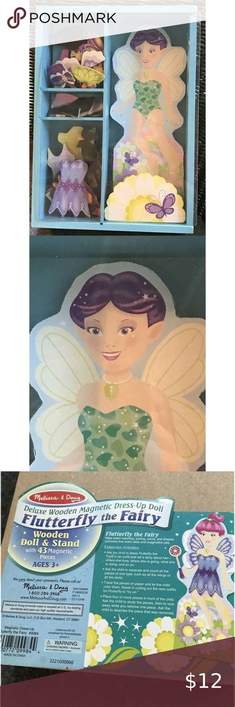 Melissa And Doug Flutterfly Fairy Magnetic Doll Magnetic Dress Dress Up Dolls Doll Stands