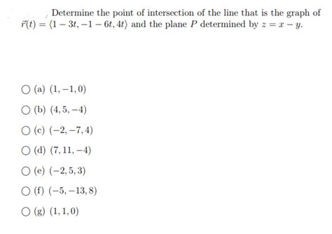 Solved Determine The Point Of Intersection Of The Line That Chegg