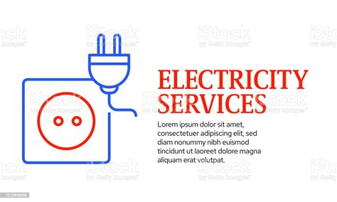 전기 서비스 개념 벡터 라인 아이콘 템플릿 디자인 전기공에 대한 스톡 벡터 아트 및 기타 이미지 전기공 안전 전기 연료 및 전력 생산 Istock