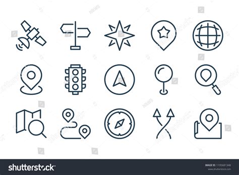 Map Location Navigation Line Icons Traffic Stock Vector Royalty Free