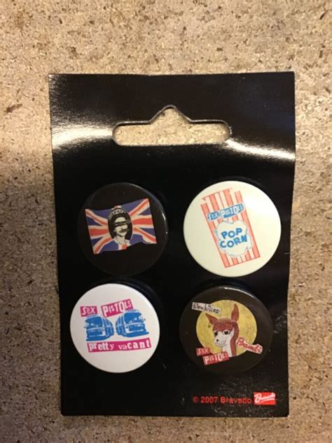 Set Of 4 Circular Sex Pistols Punk Rock Button Badges Petes
