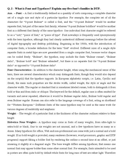 what is font and typefaces explain any five font s families in dtp by