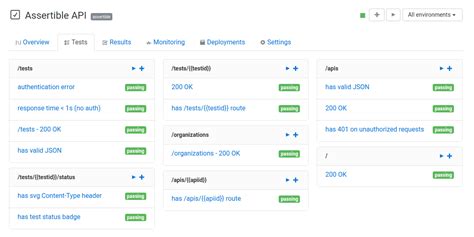 New Feature View The Status Of Your Tests On Any Environment Assertible